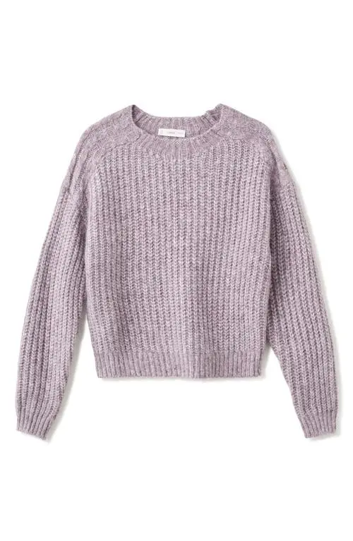 Mango Chunky Crewneck Pullover Sweater - Light/pastel Purple