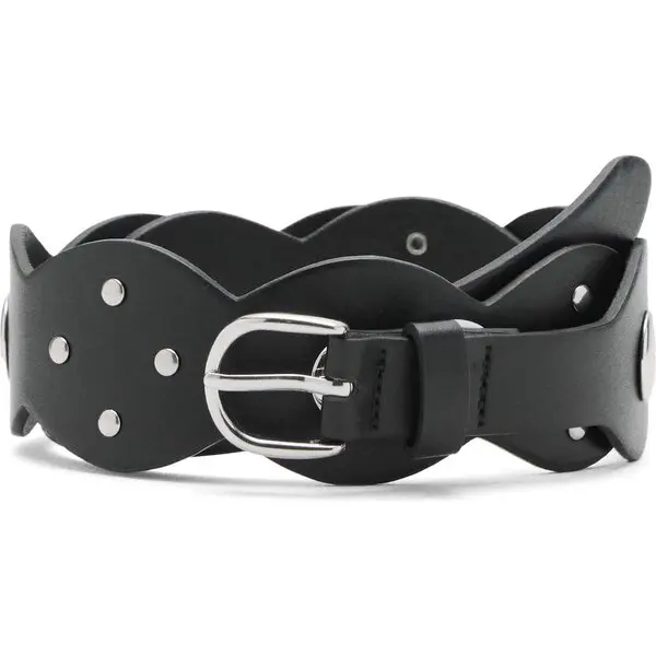 Mango Wide Studded Belt - Black