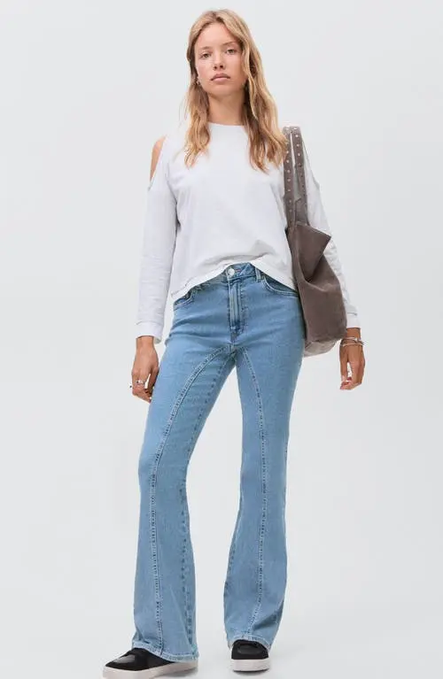 Mango Seam Detail Mid Rise Flare Jeans