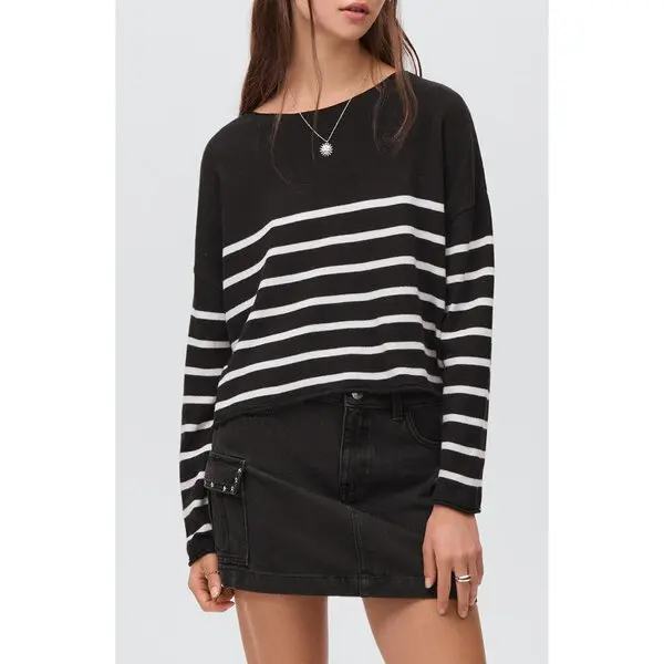Mango Stripe Cotton Blend Sweater
