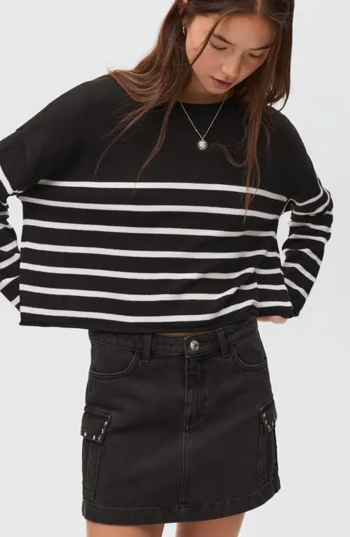 Mango Stripe Cotton Blend Sweater
