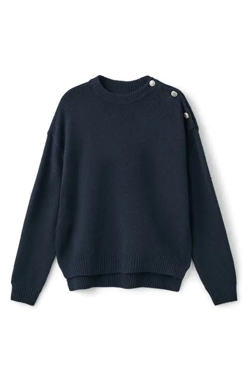 Mango Button Shoulder Crewneck Sweater