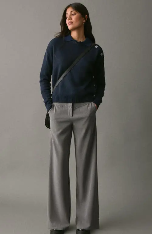Mango Button Shoulder Crewneck Sweater
