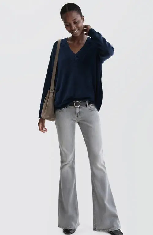 Mango Relaxed Fit V-neck Cotton Sweater
