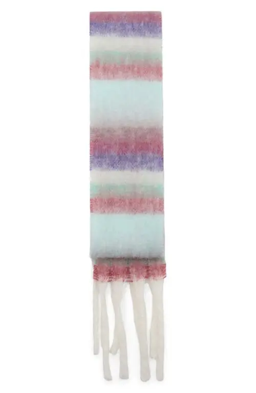Mango Striped Knit Fringe Scarf - Blue