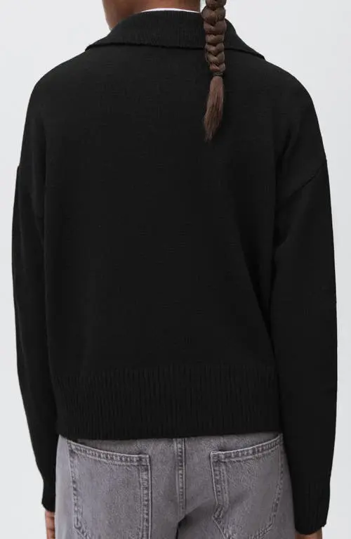 Mango Johnny Collar Long Sleeve Sweater - Black