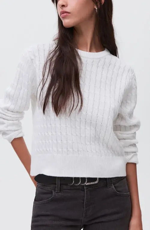 Mango Cable Cotton-blend Sweater - White