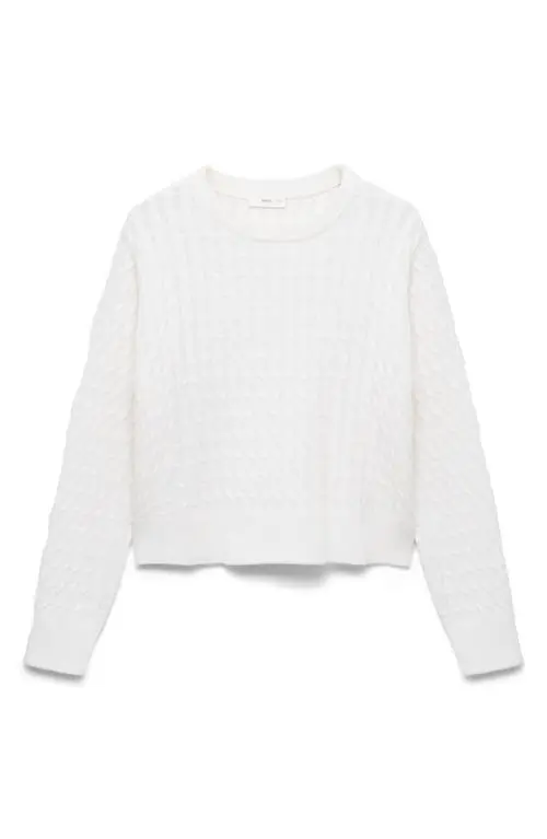Mango Cable Cotton-blend Sweater - White