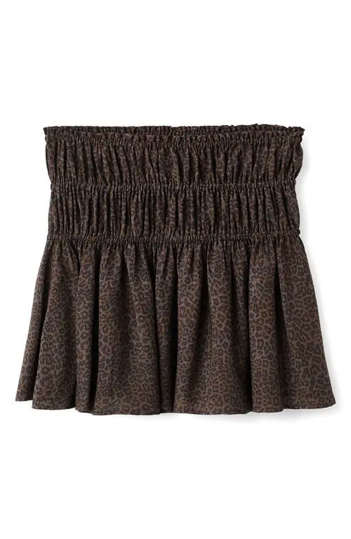 Mango Leopard Print Shirred Mini Skirt