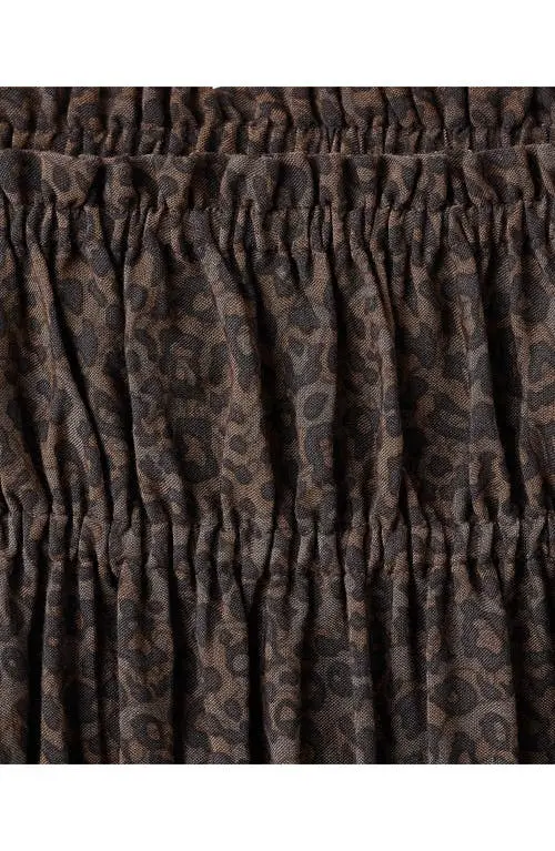 Mango Leopard Print Shirred Mini Skirt