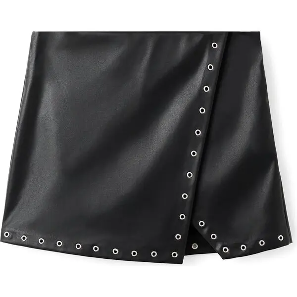 Mango Studded Faux Leather Mini Wrap Skirt