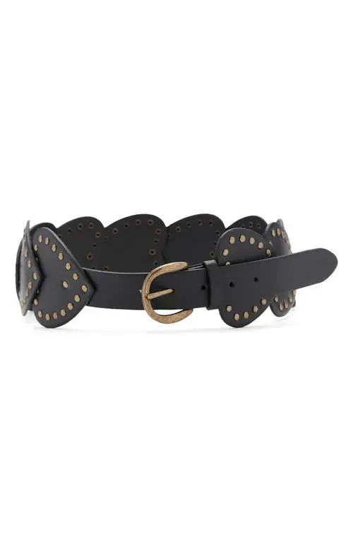 Mango Studded Heart Belt - Black