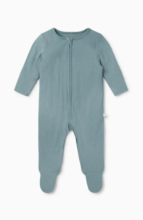 MORI Ribbed Two-way Zip-up Sleepsuit - Sky