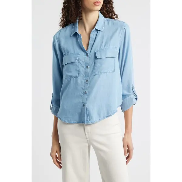 BEACHLUNCHLOUNGE Fiorella Long Sleeve Shirt - Light Wash