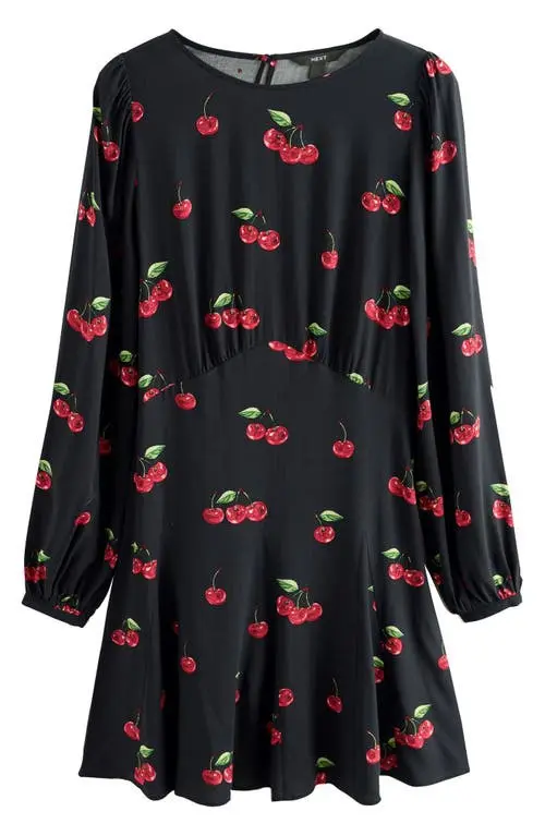 NEXT Cherry Print Long Sleeve Minidress