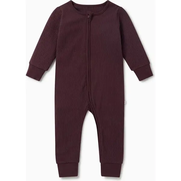 MORI Ribbed Two-way Zip-up Sleepsuit - Berry