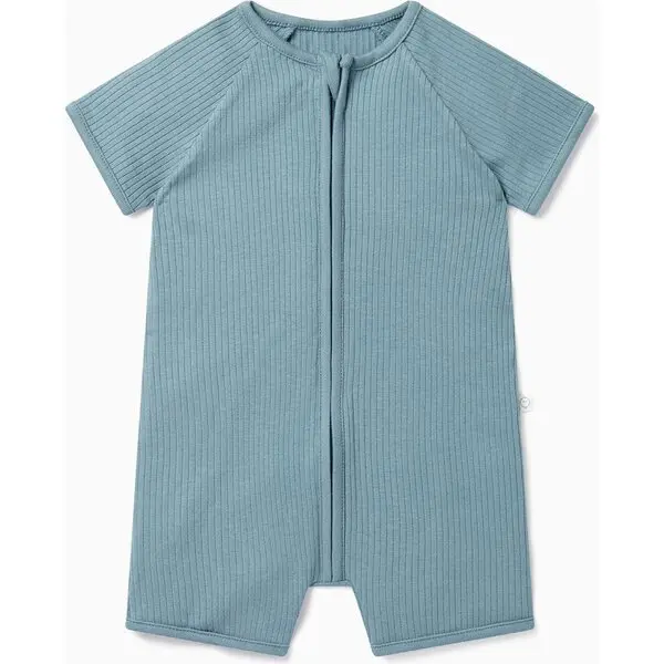 MORI Ribbed Zip-up Sleepsuit - Sky