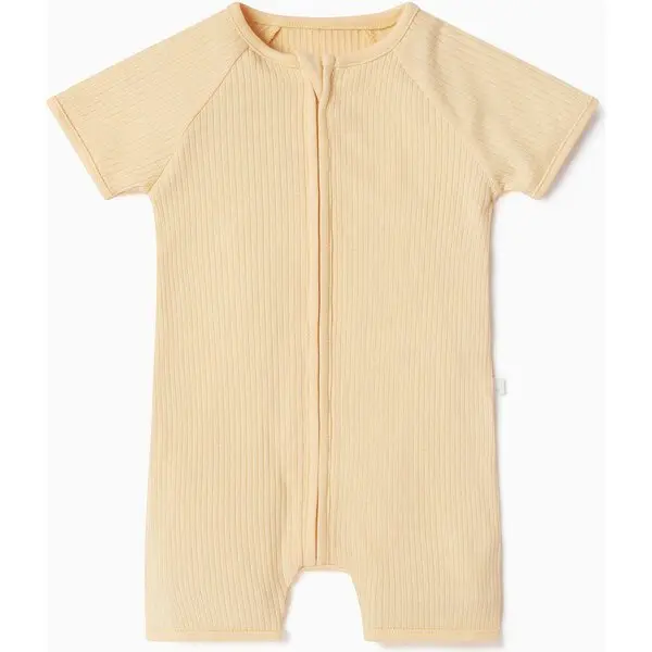 MORI Ribbed Two-way Zip-up Sleepsuit - Yellow