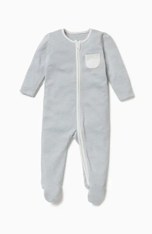 MORI Two-way Zip-up Sleepsuit - Blue Stripe