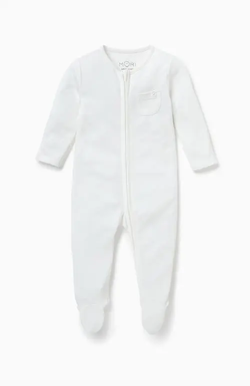 MORI Two-way Zip-up Sleepsuit - White