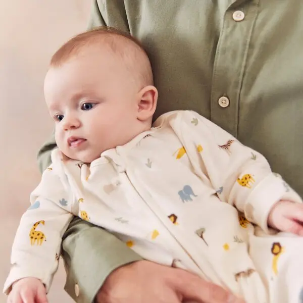 MORI Printed Two-way Zip-up Sleepsuit - Safari