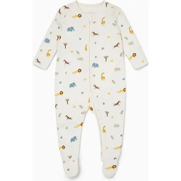 MORI Printed Two-way Zip-up Sleepsuit - Safari