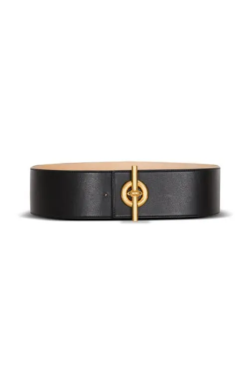 Balmain T-bar Calfskin Belt - Black