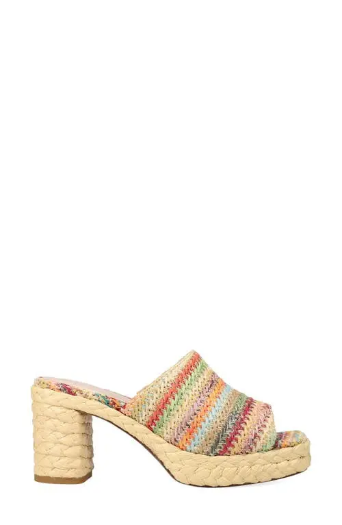 Pelle Moda Capree Espadrille Platform Slide Sandal - Beige Multi