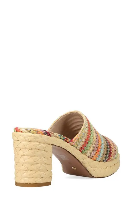 Pelle Moda Capree Espadrille Platform Slide Sandal - Beige Multi