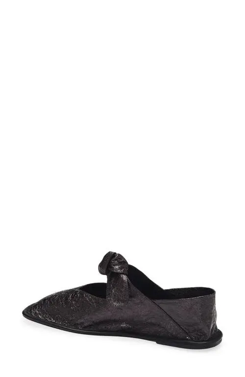 Hereu Llasada Crinkled Square Toe Flat - Pewter