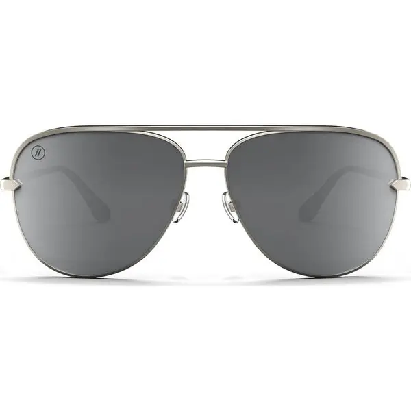 BLENDERS EYEWEAR 60.5mm Polarized Aviator Sunglasses - Matte Silver