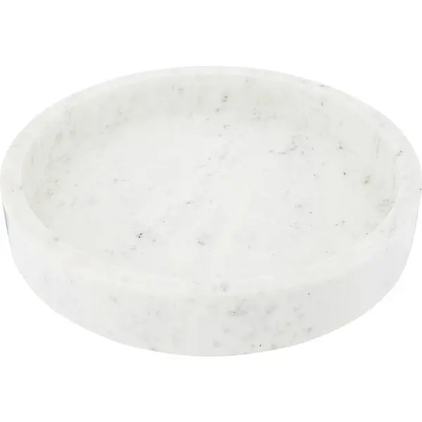STORIED HOME Minimalist Round Carved Marble Tray Or Charcuterie Board - White
