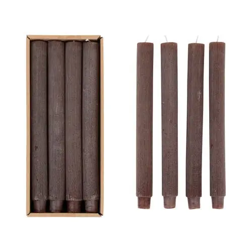 STORIED HOME Unscented Pleated Taper Candles In Box - Brown