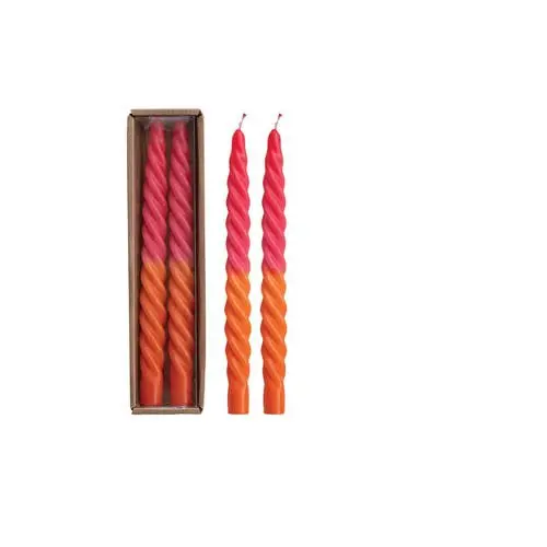 STORIED HOME 2-piece Unscented Twisted Taper Candles - Pink