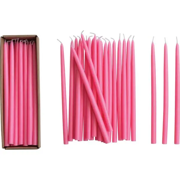 STORIED HOME 24-piece Unscented Thin Taper Candles - Pink
