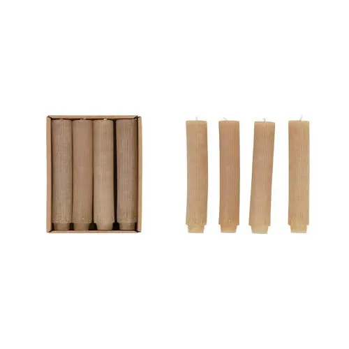 STORIED HOME Unscented Pleated Taper Candles In Box - Natural