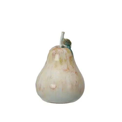 STORIED HOME Stoneware Pear Accent Decor - Brown