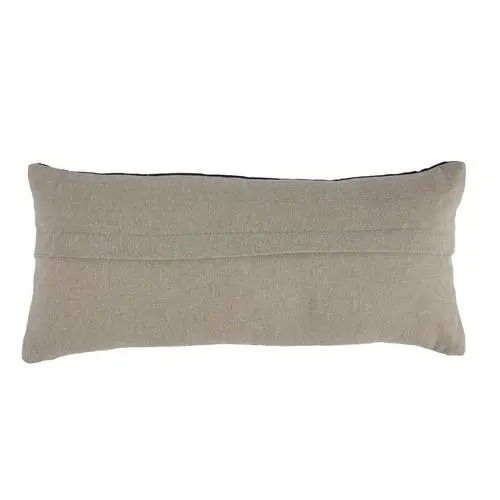 STORIED HOME Cotton Velvet Embroidered Lumbar Pillow With Beetles And Chambray Back