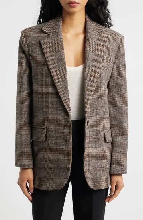 Mango Roma One-button Plaid Blazer