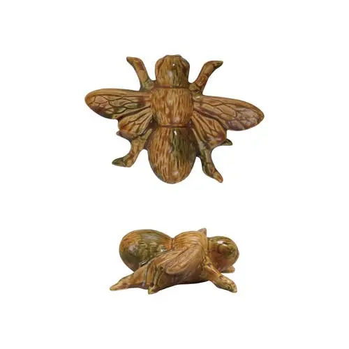 STORIED HOME Stoneware Bee Accent Decor With Reactive Glaze - Orange
