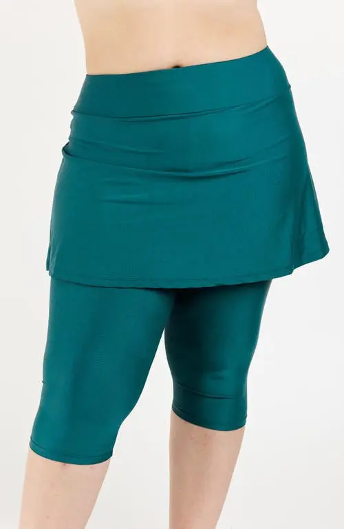 CALYPSA Skirted Swim Capris - Dark Jade