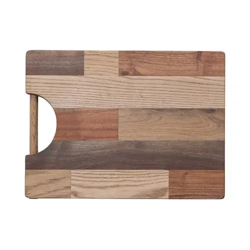 STORIED HOME Acacia, Pine And Mango Wood End Grain Cheese/cutting Board With Handle - Natural