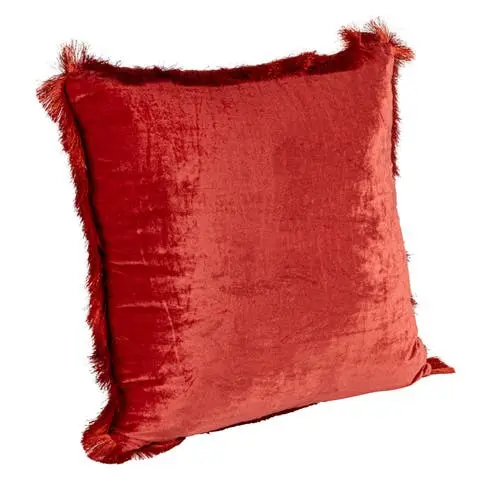 STORIED HOME Bliss Eyelash Fringe Pillow - Red