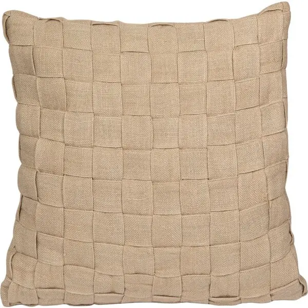 STORIED HOME Woven Jute And Cotton Pillow With Basket Weave - Natural