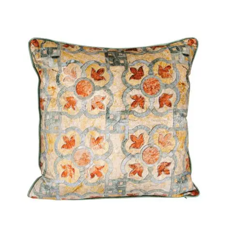 STORIED HOME Cotton Blend Velvet Printed Pillow With Pattern And Piping - White