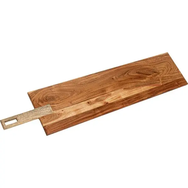 STORIED HOME Acacia And Mango Wood Cheese And Serving Board With Handle - Natural