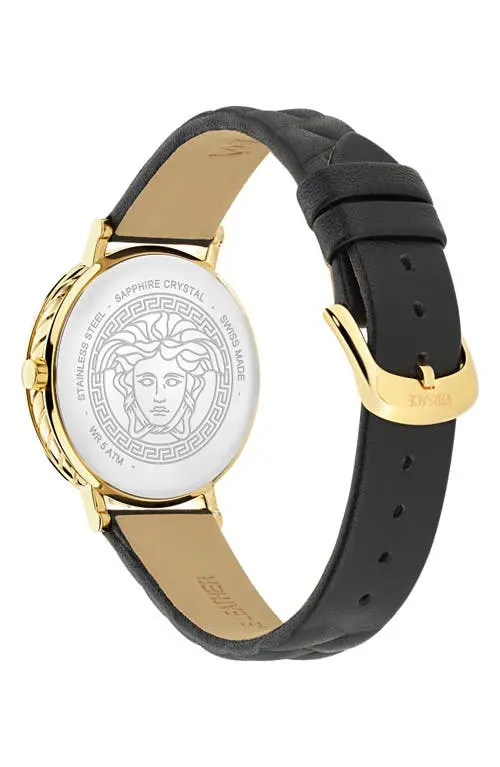 Versace Delphinus Leather Strap Watch