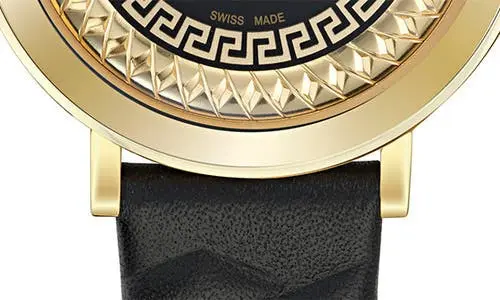 Versace Delphinus Leather Strap Watch