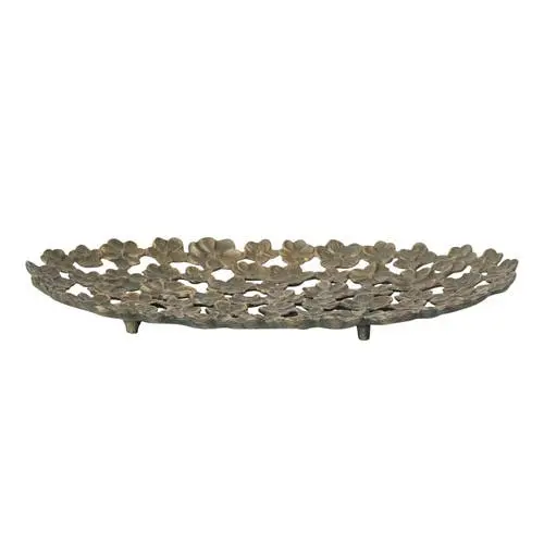 STORIED HOME Cast Aluminum Flower Tray With Cut-outs - Gold