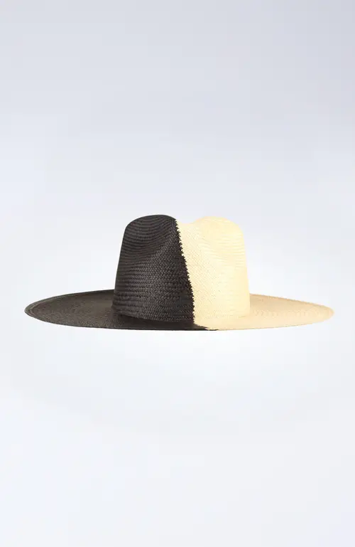 HEADS OF STATE HAT CO. Sombra Two-toned Straw Fedora - Black/natural